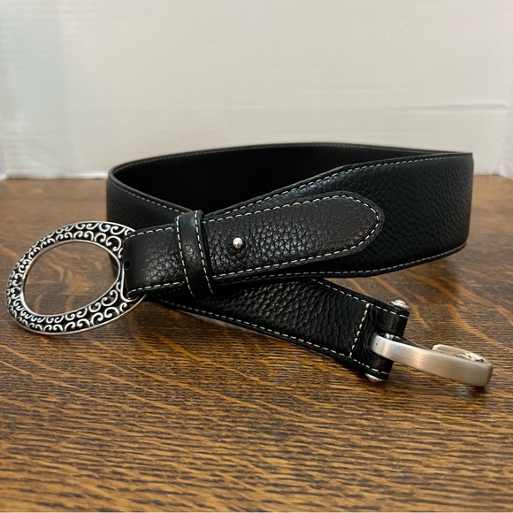 Brighton | Accessories | Brighton Black Pebble Leather Belt Silver ...